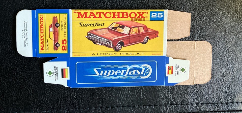 Matchbox Superfast #25 Ford Cortina G.T. ‘68-‘70 Type F Repro Box | eBay
