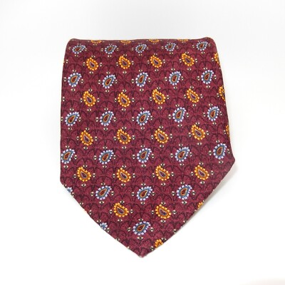 Robert Talbott Studio/ Designer Silk Necktie / Burgundy, Gold, Blue/ L-57"xW-4" | eBay
