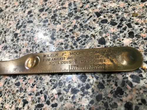 Vintage 1940,s brass Letter Opener / Ruler Wilbur F. Moore Co. St ...