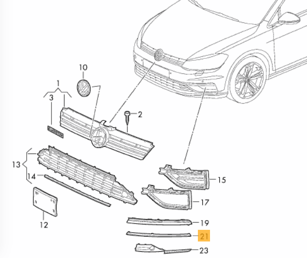 5GM854662D RYP VOLKSWAGEN GENUINE OEM GOLF FRONT RIGHT COOLING AIR ...