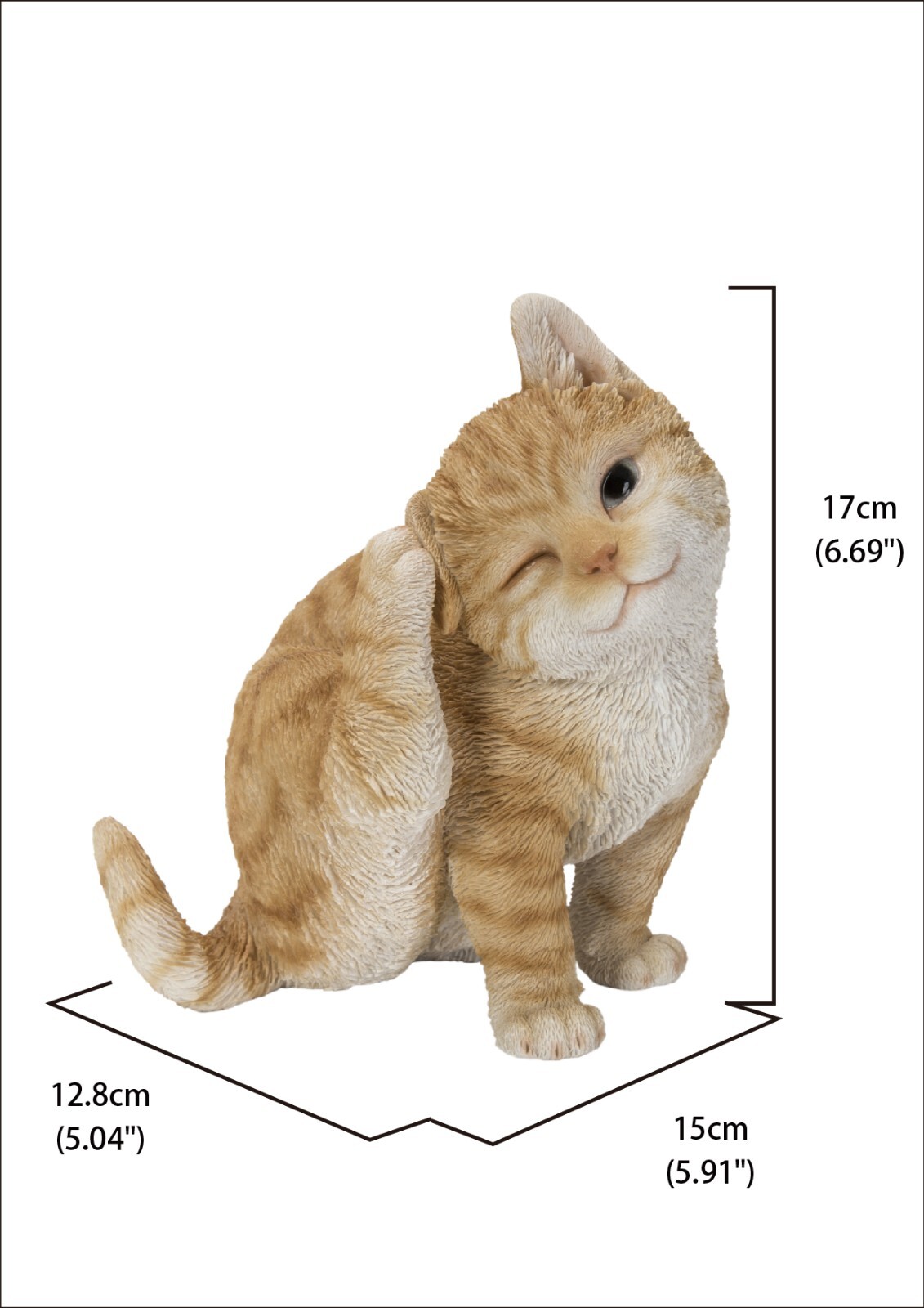 Orange Cat statue Scratching Ear Lifelike Garden Statue, Garden Yard ...