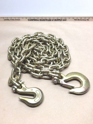 Tow Chain 3/8" Grade 70 Transport 8' W/ Clevis Grab Hook & Clevis Slip ...