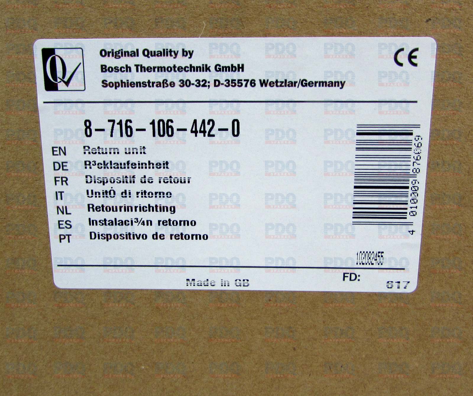 WORCESTER 25 30 35 40 CDI GREENSTAR RETURN MANIFOLD SUB-ASSEMBLY ...