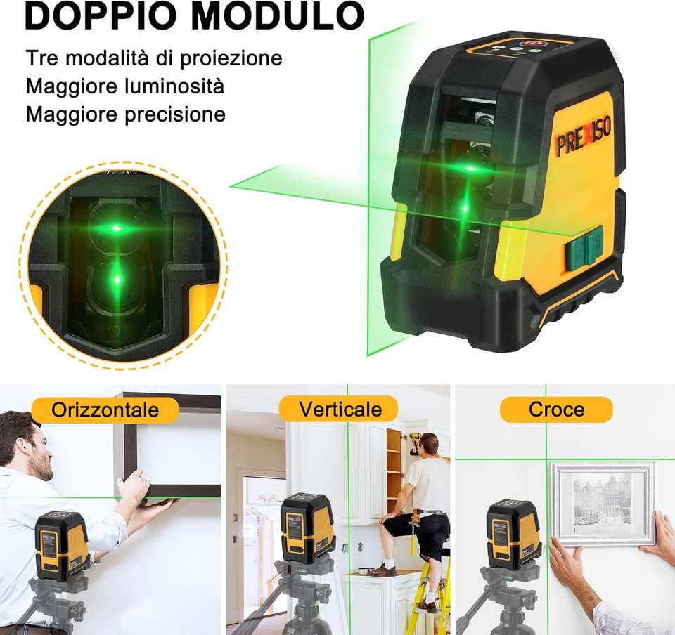 30M Livella Laser Autolivellante, Linea Laser Verde a Croce, 3 Modalità ...
