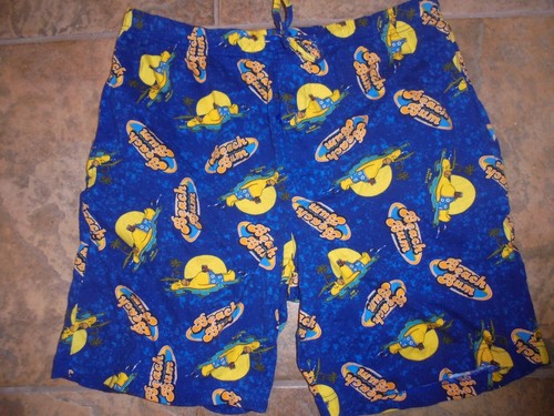 The Simpsons~BEACH BUM~ Men’s Swim Shorts Graphic Surf Board Print Size ...
