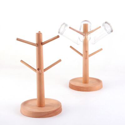 Kitchen Cup Tree Stand Mug Hanger Wooden Storage Rack Creative Home ...