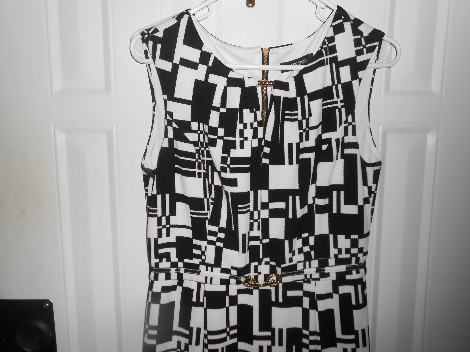 Ellen Tracy Black White Geometric Pattern Dress Size 6 - Gem