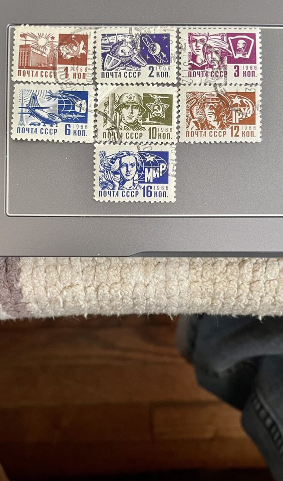 Vintage 1966 soviet russian postage stamps 8 Pc collection,great colors ...