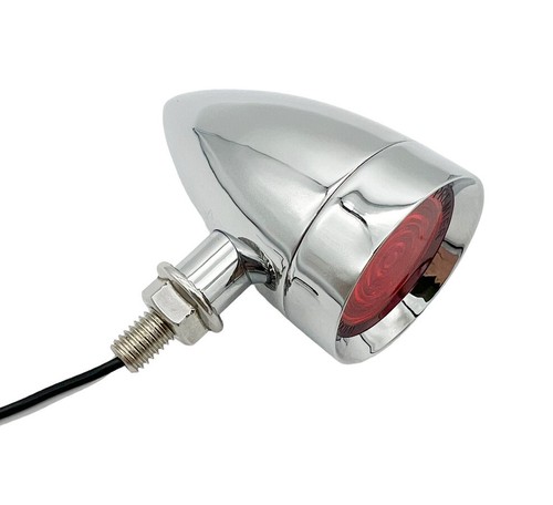 Universal Chrome Red LED/ Lens Mini Bullet Light For Motorcycle Hot Rod ...