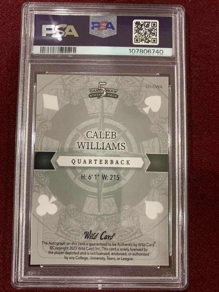 Caleb Williams 2023 Wild Card White Joker Gold Foil Auto 1/1 PSA 10 ...