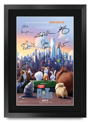 The Secret Life of Pets Movie Poster Signed Printed Autograph A3 Framed ...