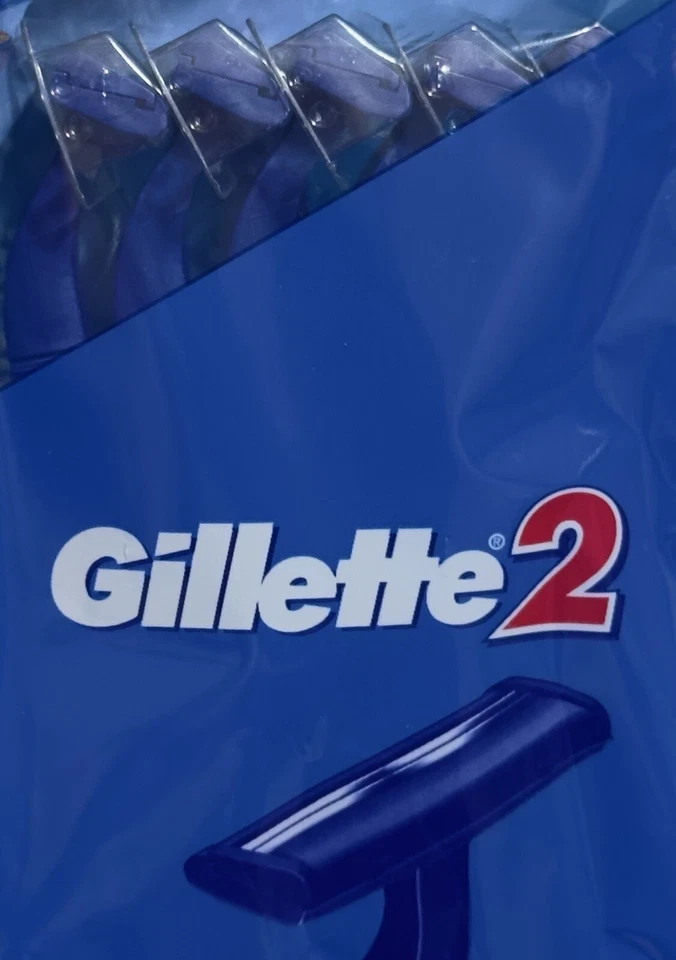 40 Authentic Gillette 2 Disposable Razors Twin Blade NO Lubrastrip 8 ...