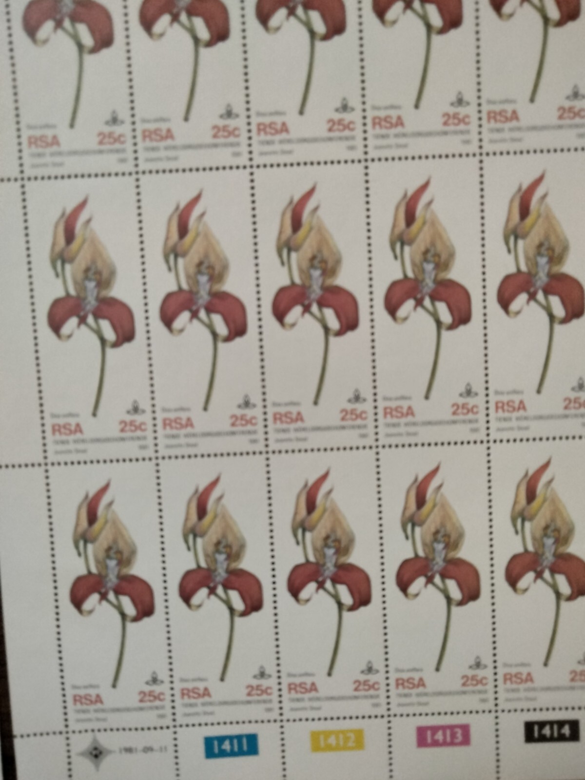 RSA 10TH World Orchard Conf. 1981 Com.Issue 4x25 Mint Sheets, 5c, 15c ...