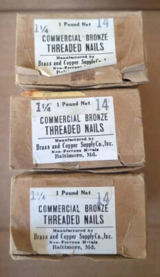 COMMERCIAL BRONZE THREADED NAILS 1LB BRASS & COPPER SUPPLY CO. LOT OF 3 ...