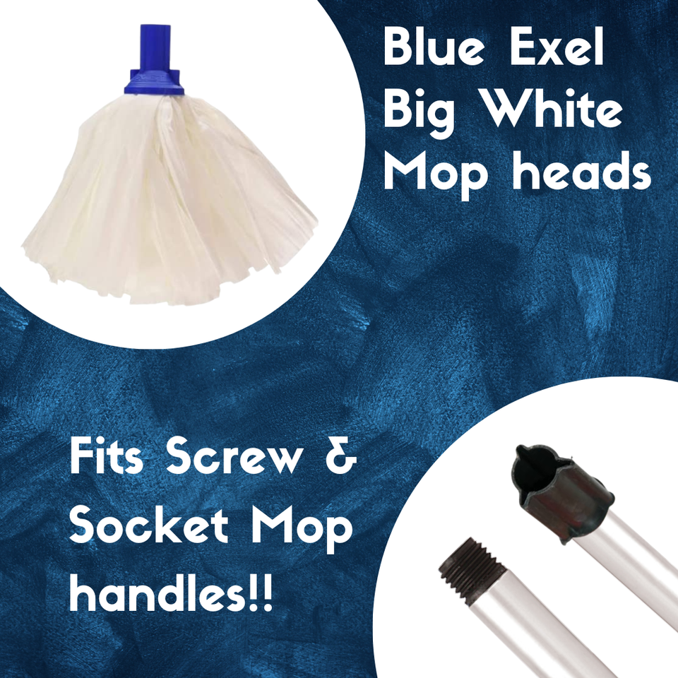 Robert Scott Big White Exel Socket Mop Heads Packs 10 or 20 Packs | eBay UK
