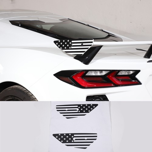 Black High Wing Spoiler USA Flag Decal Graphic Vinyls Trim For Corvette ...