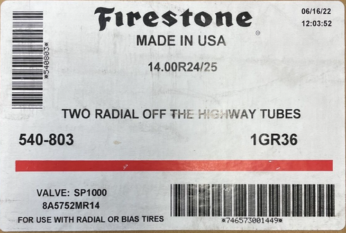2 x Firestone 14.00R24/25 Two Radial Off the Highway Tubes 540-803 ...