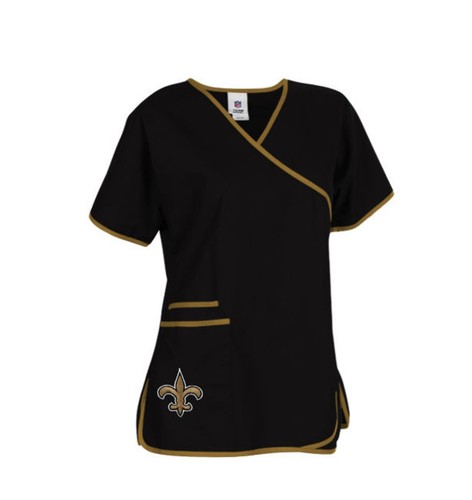 NFL Team Apparel Scrubs Top Women Medium New Orleans Saints Football ...