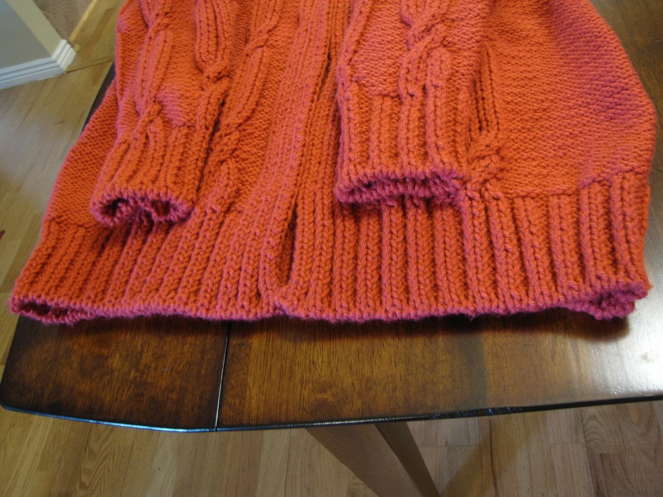 Handmade Knit Cabled Coat Red-Raspberry Cardigan Long Sleeve Open Front ...