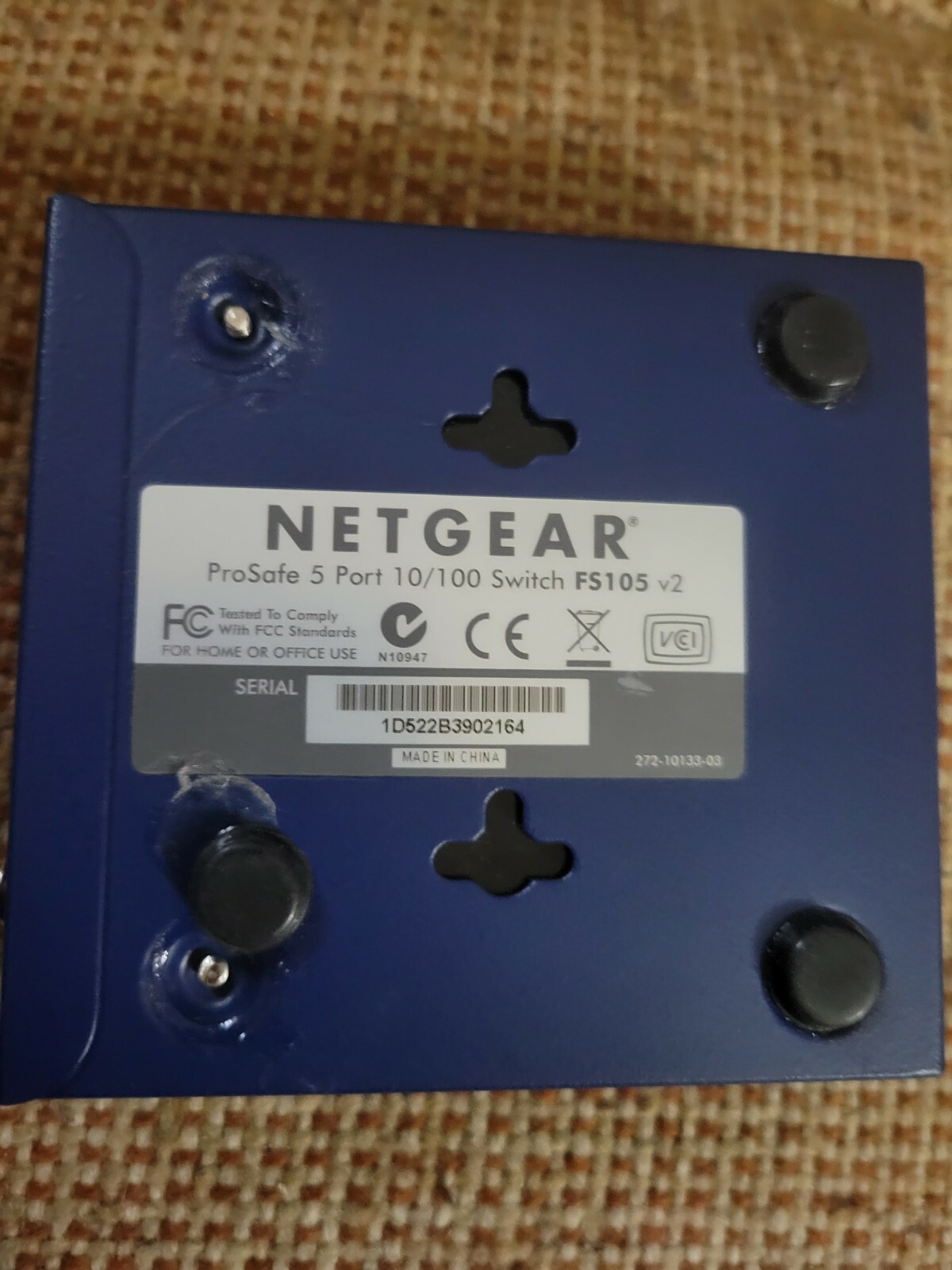 Netgear ProSafe FS105 v2 5-Port 10/100 Fast Ethernet Switch, Untested ...