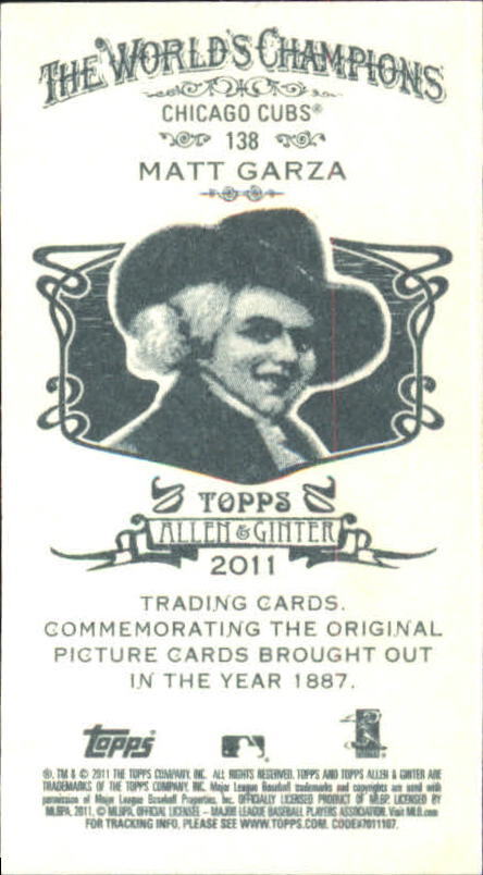 2011 Topps Allen and Ginter Mini Chicago Cubs Baseball Card #138 Matt ...