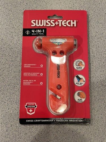 Swiss+Tech 4-In-1 Multi-Tool Car Emergency Hammer Glass Breaker Belt ...