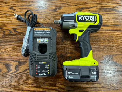 RYOBI P262 ONE+ HP 18V Brushless 1/2” IMPACT w/ 4AH Battery and Charger ...