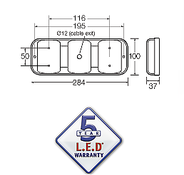 Narva 94202 Multivolt LED Rear Twin Stop/tail & Indicator Lamp Caravan ...