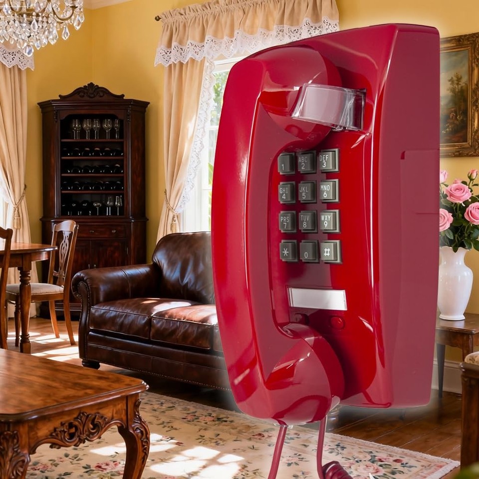 GHYTMTHOT Wall Phone, with Button Dialing Wall Phones for Landline Wall ...