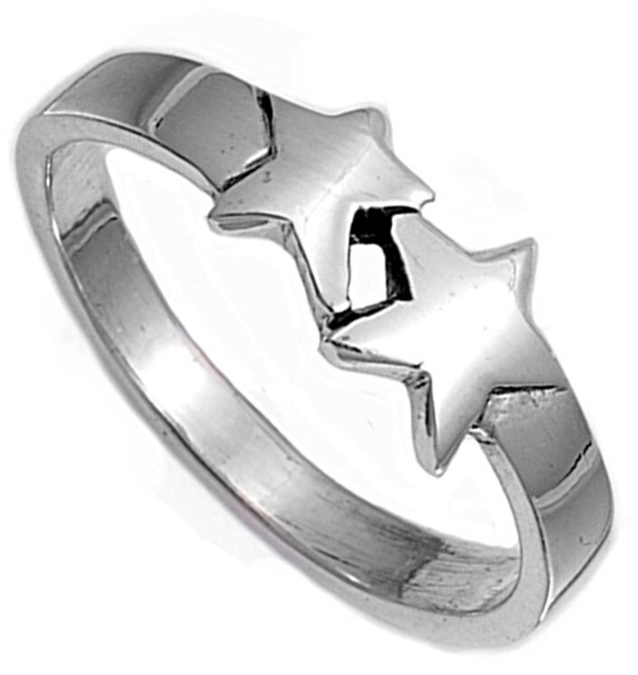 Star Polished Moon Constellation Ring New .925 Sterling Silver Band ...
