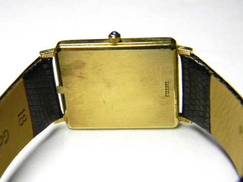 mens Cyma 14K Solid Gold rectangular tank roman numeral white face ...