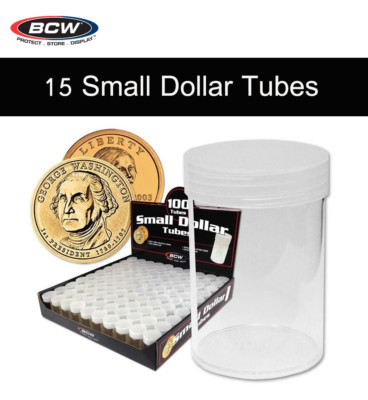 15 BCW Coin Tubes for Small Dollar Size w/ Screw On Caps Top Quality ...