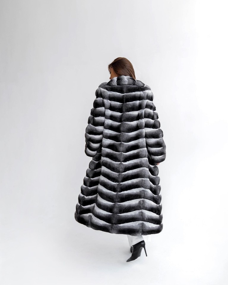 Luxury Women Real Chinchilla Rex Rabbit Fur Coat Laple Warm Trench ...
