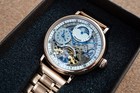 Mens Rose Gold Dual Time Skeleton Automatic Mechanical Watch Stainless ...
