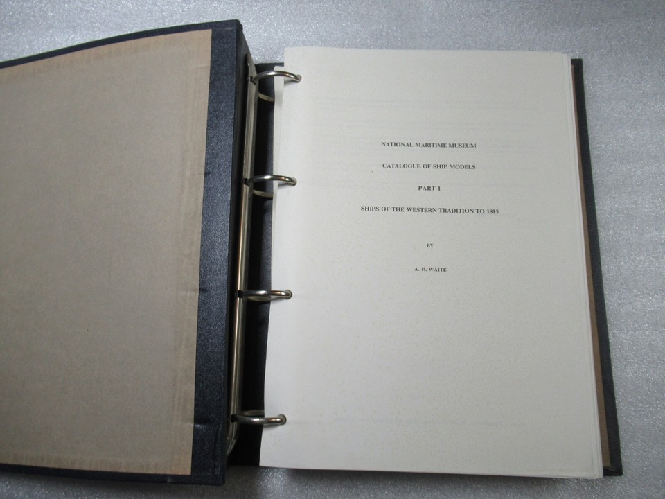 National Maritime Museum Catalogue of Ship Models to 1815 - A H White ...