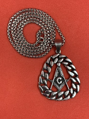 Masonic Square And Compass Stainless Steel G Symbol Pendant Metallic ...