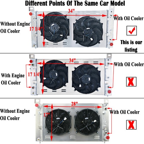 for 1999-2013 Chevy Silverado 1500 2500 Yukon 34" 3-Row Radiator Shroud ...