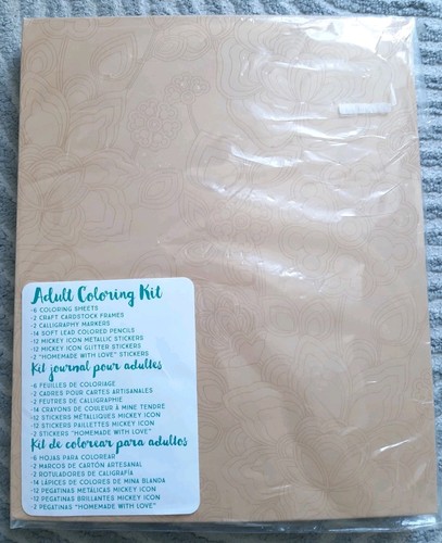 Disney Adult Colouring Kit Book Mickey Stickers Craft Cardstock Frames ...