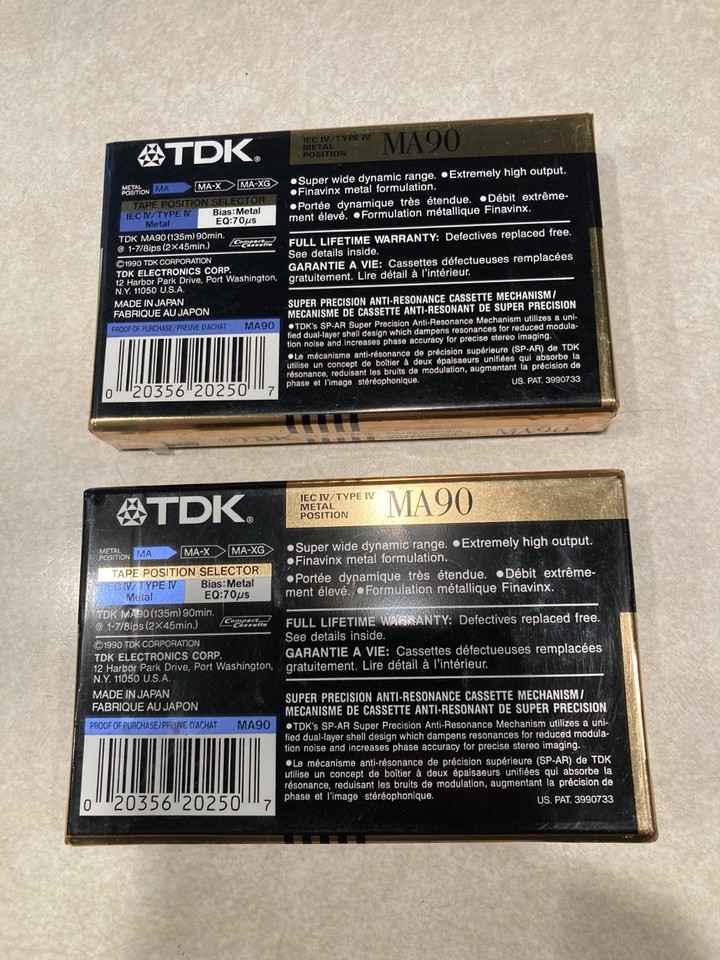 Lot of (2) TDK MA 90 Cassette Tapes New Sealed | eBay