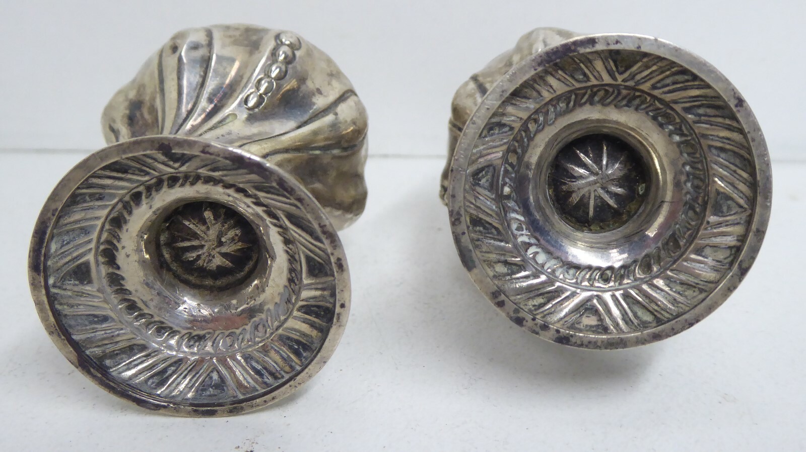 PAIR STERLING SILVER PEPPERETTES SALT PEPPER SHAKERS - HALLMARKS TB WB ...