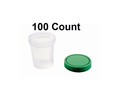 100 Count Urine Specimen Container Cup 4 oz Sample Collection, Screw ...