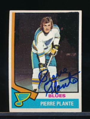 1974-75 Topps #149 PIERRE PLANTE signed auto autograph crisp blue ...