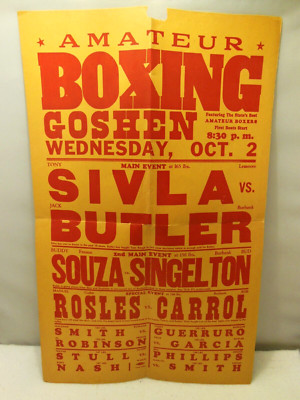 VINTAGE AMATEUR BOXING POSTER SILVA vs. BUTLER / SOUZA vs. SINGLETON ...