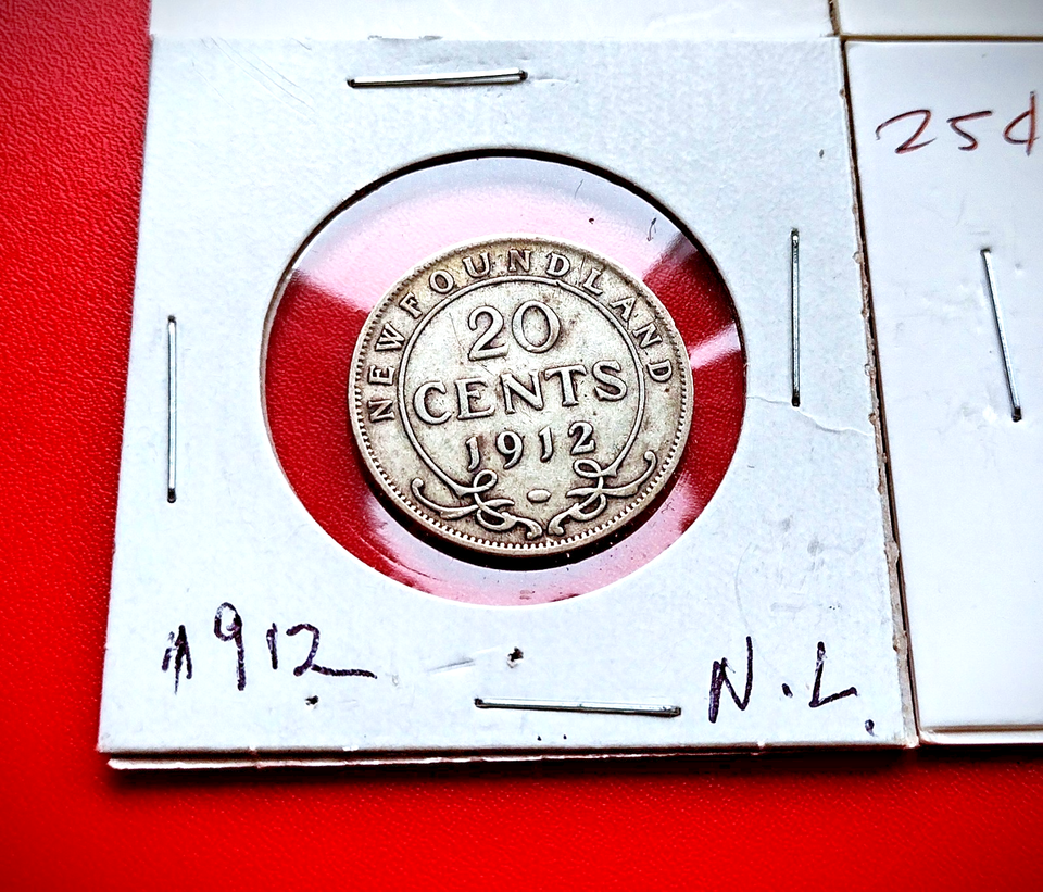 Lot of 6 Newfoundland coins : 1¢, 5¢, 10¢, 20¢, 25¢, 50¢ -- Pre ...