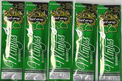 MINTY'S WRAPS 100% ORGANIC VEGAN MINT LEAF WRAPS 5 PACKS (10 WRAPS)- NO ...