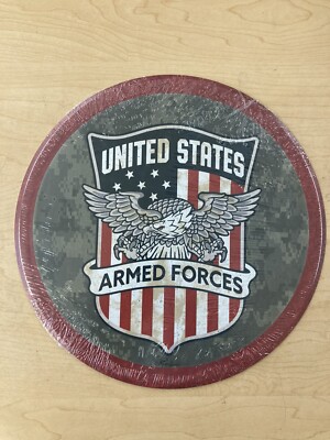 12 Inch Round United States Arm Forces Tin Sign With Eagle | eBay