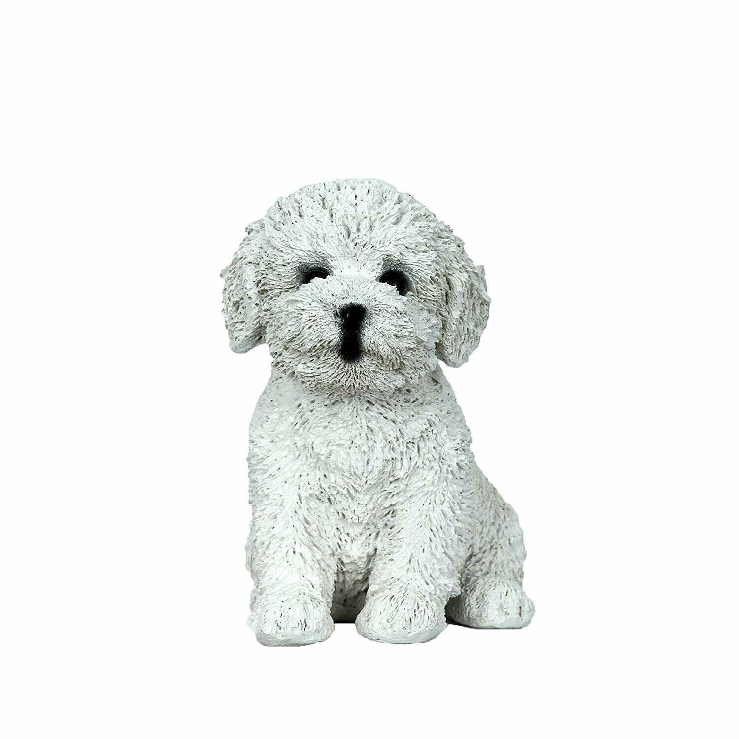Cute White Puppy Dog Bichon Frise Breed Animal Statue Sculpture ...