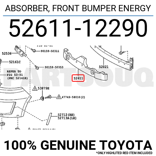 5261112290 Genuine Toyota ABSORBER, FRONT BUMPER ENERGY 52611-12290 | eBay
