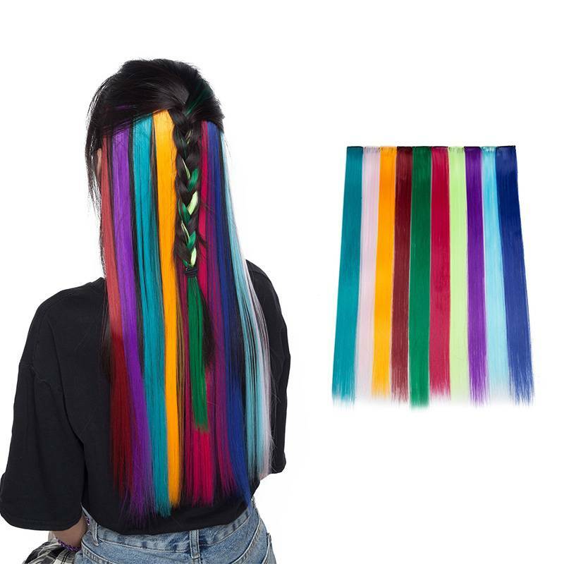 10 peices Highlight Clip In Colored Hair Extension Color Strip Straight ...