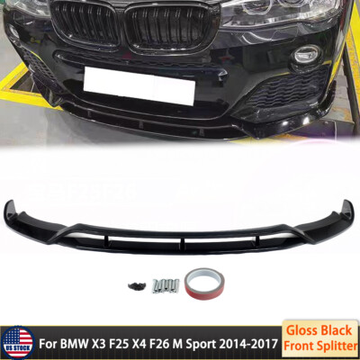 Front Spoiler Splitter Lip Gloss Black For BMW X3 F25 X4 F26 M Sport ...